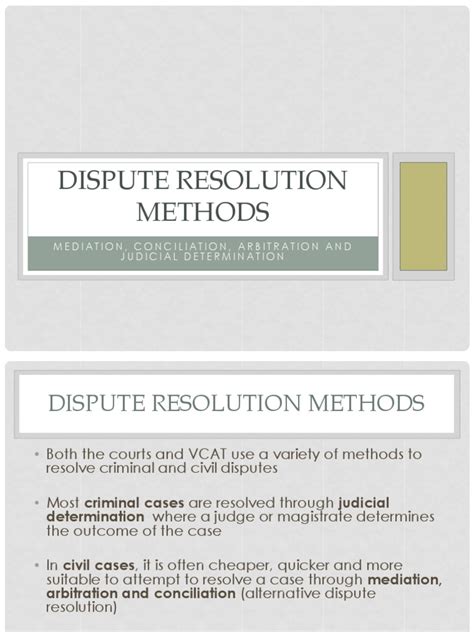 Dispute Resolution Methods Pdf Mediation Alternative Dispute