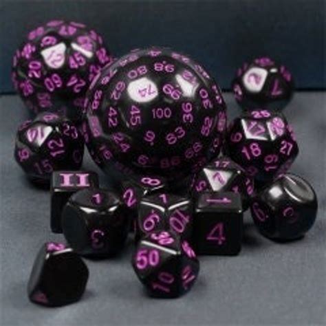 15pc Ultimate Dice Set Purple Font D100 D60 D30 D24 D20 D16 D12 D D10 D8 D7 D6 D5 D4 D3