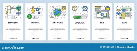 Web Site Onboarding Screens Computer Software Download Install And Upgrade Stock Vector