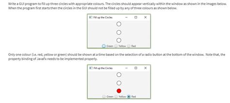 solved write a gui program to fill up three circles with