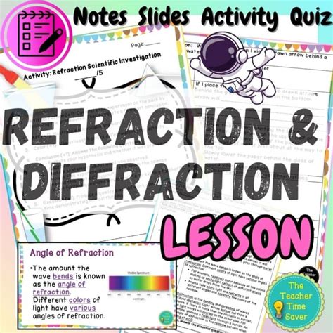 Light Waves Notes Slides Lesson Refraction Diffraction Physical Science Unit