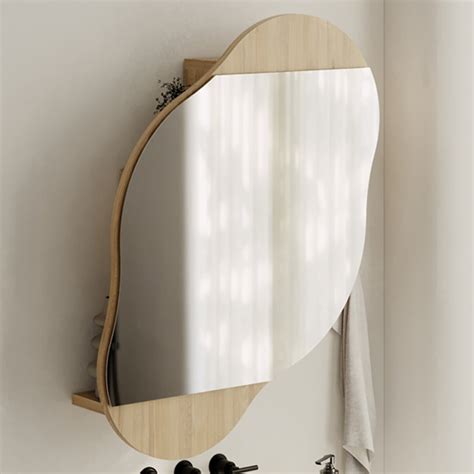 Decortie Cloud Single Door Sapphire Oak Mirrored Wall Cabinet Homebase