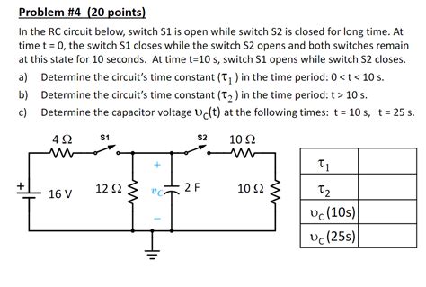 Solved Problem 4 20 Points In The RC Circuit Below Chegg Com