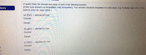 Solved State The Domain And Range Of Each Of The Following