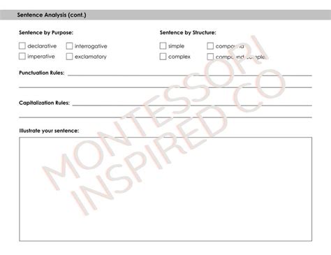 Montessori Sentence Analysis Form Grammar Sentence Diagramming Etsy