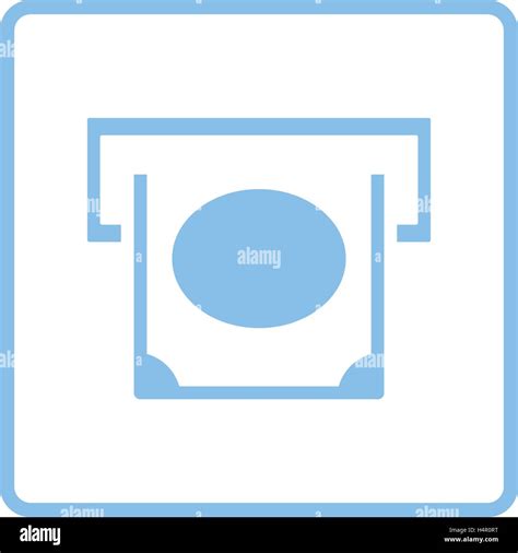 Banknote sliding from atm slot icon. Blue frame design. Vector illustration Stock Vector Image ...
