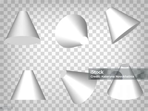 투명 배경에 원근 투영 3d 잘린 콘 모델 아이콘의 집합입니다 3d 잘린 콘 웹 사이트 디자인 앱 Ui에 대한 그래픽 요소의 추상적 개념입니다 Eps 10 3차원 형태에