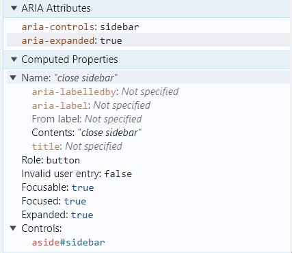 Html Accessibility For Slide Out Sidebars Stack Overflow