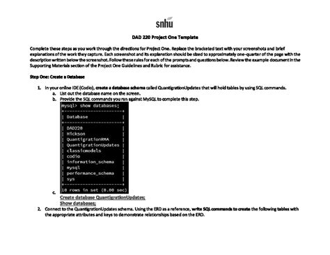 DAD Project One Hickson Snhu DAD Project One Template Complete These Steps As You Work