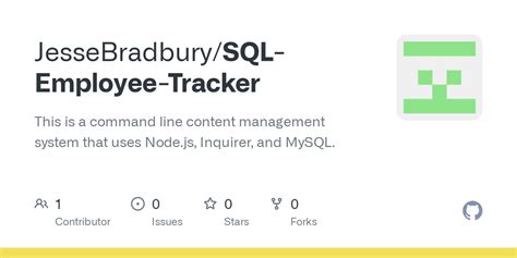 GitHub JesseBradbury SQL Employee Tracker This Is A Command Line Content Management System