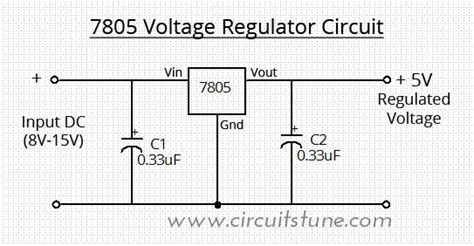 7805 Voltage Regulator Circuit Circuitstune