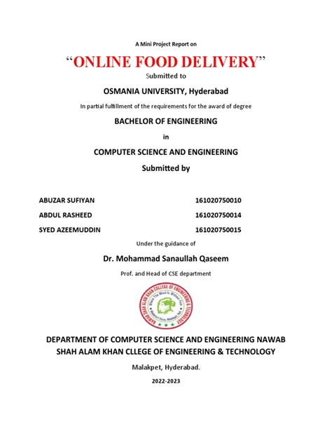 Incomplete Food Delivery Pdf Relational Database Databases