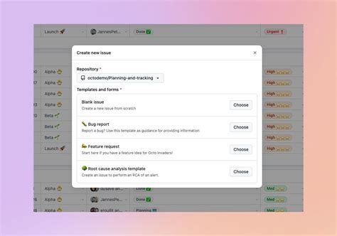 github on linkedin apply templates or forms to new issues created
