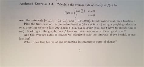 Solved Assigned Exercise Calculate The Average Rate Of Chegg