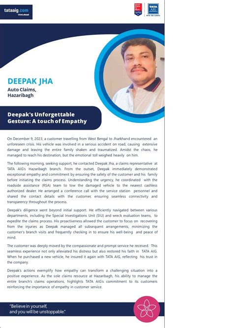 deepak kumar jha on linkedin tataaig customerservice followers