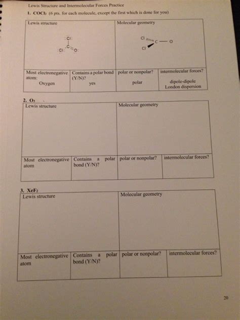 Solved Lewis Structure And Intermolecular Forces Practice 1