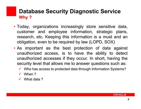 Oracle Database Security Diagnostic Service Ppt