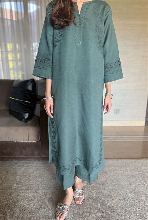 Eid Ul Fitr Embroidered Pret 26 Teal Elara Set Nainpreet The
