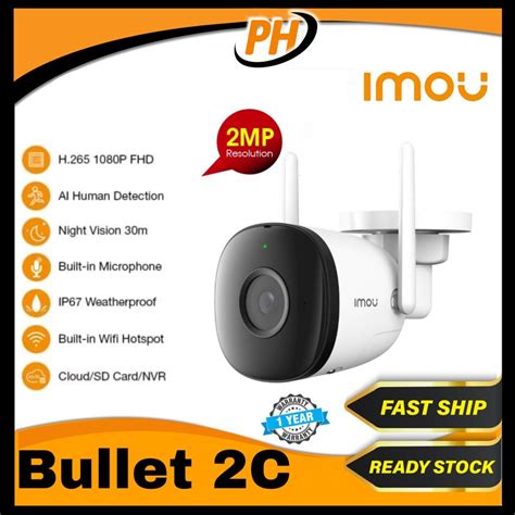 Imou Bullet 2c 2mp Cctv Camera Wifi Connect To Cellphone Ip67 Weatherproof Human Detection