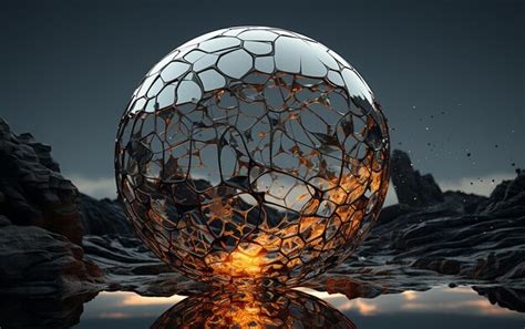 Premium Ai Image Earth Sphere Revealing Abstract Plexus Structure Cracks