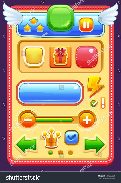 Game Interface Elements Buttons Progress Bar Stock Vector Royalty Free