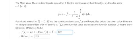 solved the mean value theorem for integrals states that if