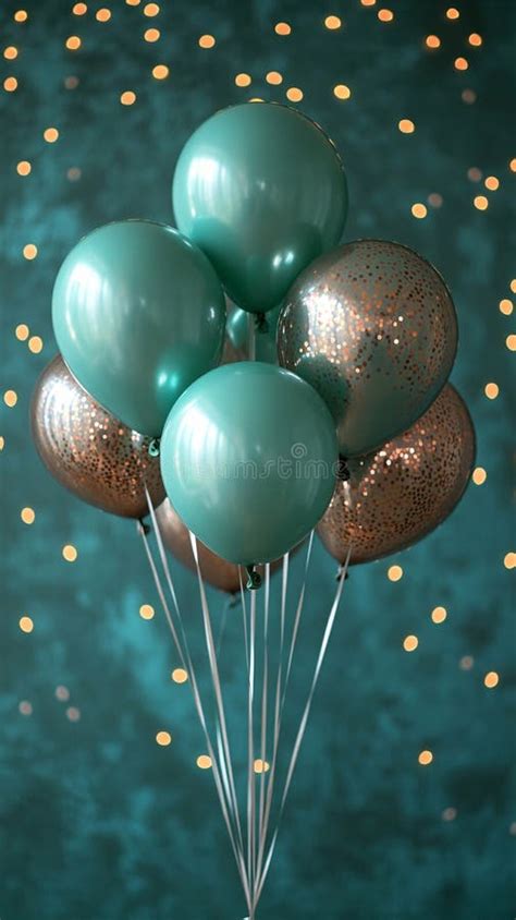 Teal Rose Gold Balloons Party Decor Stock Illustration Illustration Of Decorations