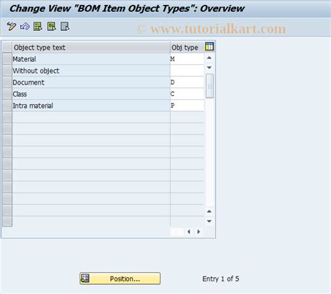OICX SAP Tcode BOM Item Object Types