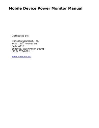 Mobile Device Power Monitor Manual Monsoon Solutions