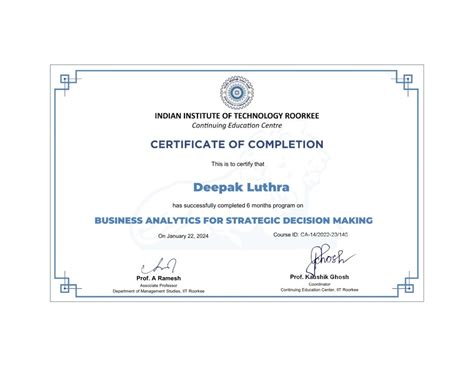 Business Analytics For Strategic Decision Making Iit Roorkee