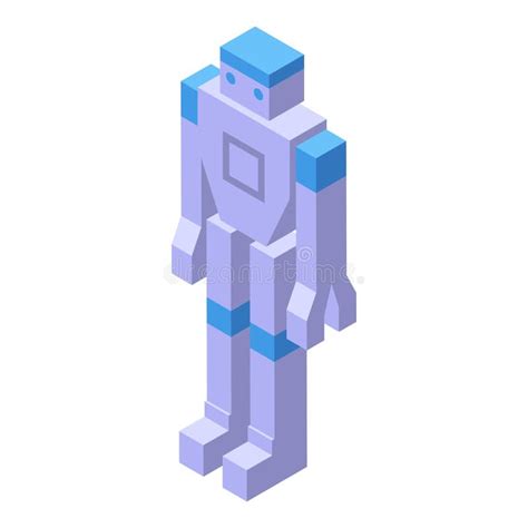 3d Isometric Pixel Art Robot Standing Still Stock Vector Illustration Of Design Digital