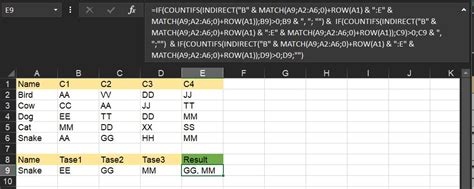 ms excel returning items that matched stack overflow
