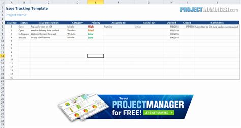Issue Tracking Excel Template