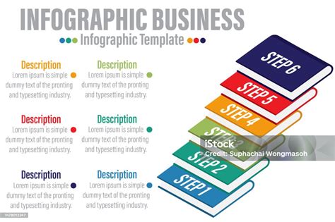 3d 계단 책 인포그래픽 벡터 삽화 6 단계 비즈니스 프로세스 개념 인포그래픽에 대한 스톡 벡터 아트 및 기타 이미지 인포