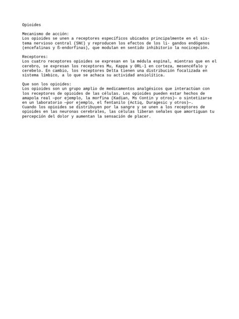Mecanismo Y Tipos De Opioides Analgésicos Pdf