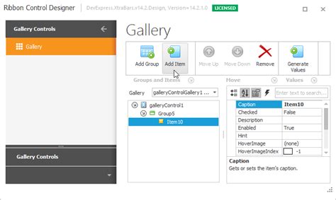 Customizing Galleries At Design Time Winforms Controls Devexpress Documentation