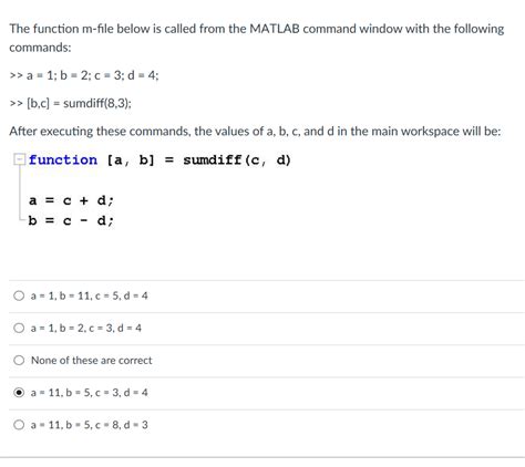 Solved The Function M File Below Is Called From The Matlab