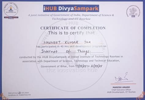 Iot Internetofthings Skilldevelopment Iitroorkee Technology Learning… Navneet Kumar Jha