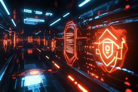 A Mesmerizing Visualization Of Futuristic Ai Powered Cybersecurity Featuring Glowing