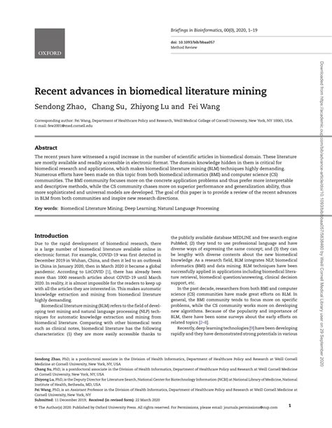 Pdf Recent Advances In Biomedical Literature Mining