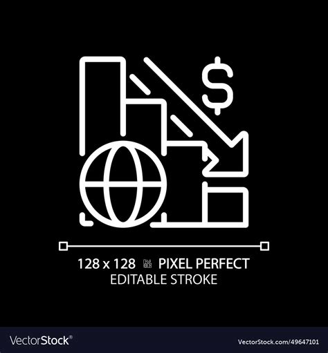 D Thin Line Pixel Perfect Simple White Global Vector Image