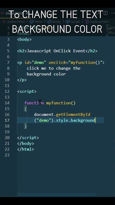 ONCLICK EVENT - CLICK TO CHANGE THE TEXT BACKGROUND COLOR JAVASCRIPT CODICGYAN #shorts - YouTube