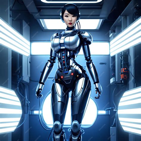 Premium Photo Futuristic Sci Fi Of Woman Cyborg Robot Generative Art