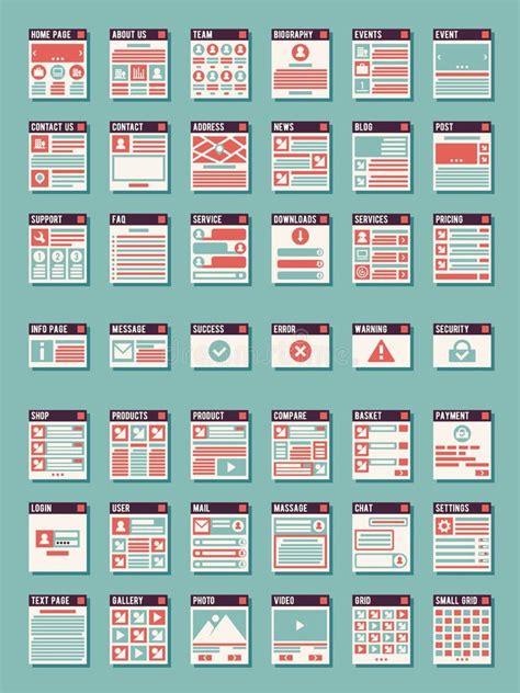 Website Sitemaps Flat Icons Set Stock Illustration Illustration Of Hierarchy Information