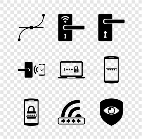 Set Bezier Curve Digital Door Lock With Wireless Door Handle Mobile Password Wifi Locked And