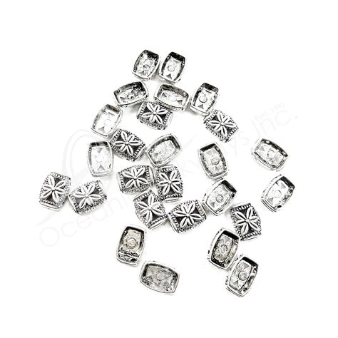 Close Out Beads Metal Rectangle For Double Row Pk 100 14 Mm L X 4