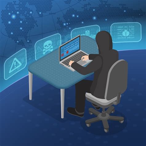 Premium Vector Hacker Activity Isometric Concept