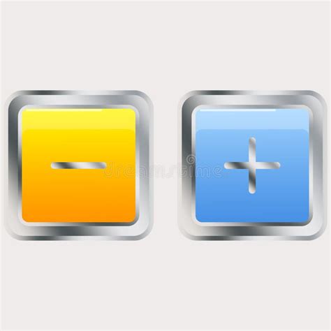 3d Plus Minus Buttons In Modern Style Cross Symbol Vector