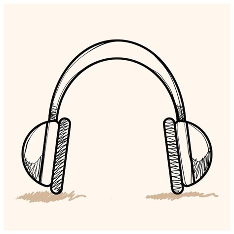 premium vector headset audio icon in doodle sketch lines