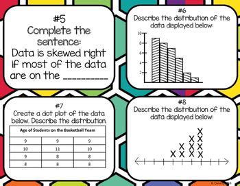 Shapes Of Distributions Task Cards Task Cards Elementary Math Sixth Grade Math